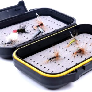 ORIONE Waterproof Portable Fly Fishing Box Easy Grip Foam Jig,Fly Fishing Case,Large Capacity and Pocket Sized，Fly Boxes for Fly Fishing and Trout，Ice Fishing Tackle Boxs for Fly Iures