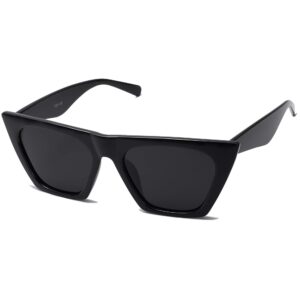 sojos oversized square cateye polarized sunglasses for women men big trendy sunnies sj2115, black/grey