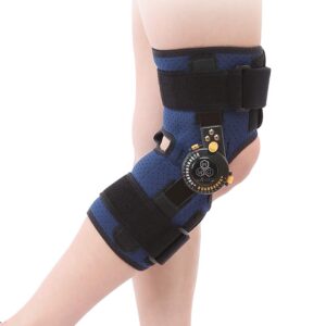 PHASFBJ Joint Injury Splint, Knee Orthosis Support Sport Knee Brace Adjustable Joint Stabilizer Hinged Leg Fracture Fixed Braces Protector Bone Orthosis Ligament Care,Blue,L