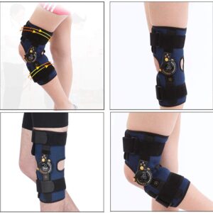 PHASFBJ Joint Injury Splint, Knee Orthosis Support Sport Knee Brace Adjustable Joint Stabilizer Hinged Leg Fracture Fixed Braces Protector Bone Orthosis Ligament Care,Blue,L