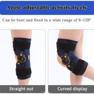 PHASFBJ Joint Injury Splint, Knee Orthosis Support Sport Knee Brace Adjustable Joint Stabilizer Hinged Leg Fracture Fixed Braces Protector Bone Orthosis Ligament Care,Blue,L