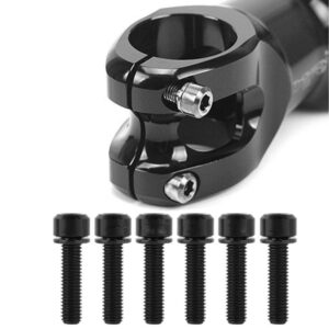 Keen so M5x20mm Stem Bolt, 6Pcs Alloy Bolt Screw with Gasket for Mountain Stem(Black) Repair Hardware Tools