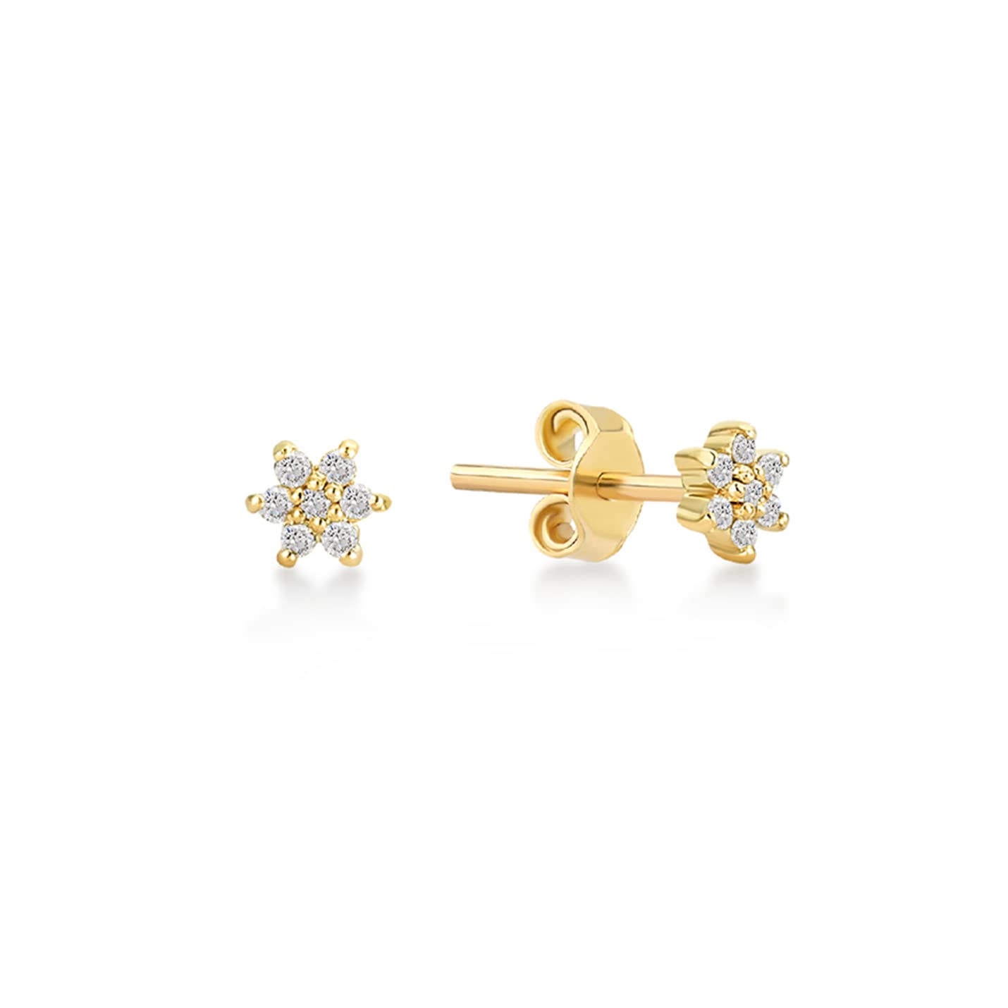 GELIN Diamond Daisy Flower Stud Earrings in 14k Solid Gold for Women Valentine's Day Jewelry Gift