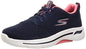 skechers women's go walk arch fit-unify sneaker, navy/coral, 8.5