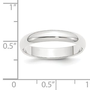 Jewelry Stores Network Solid Platinum 4 mm Comfort Fit Rounded Wedding Band Ring Size 5.5