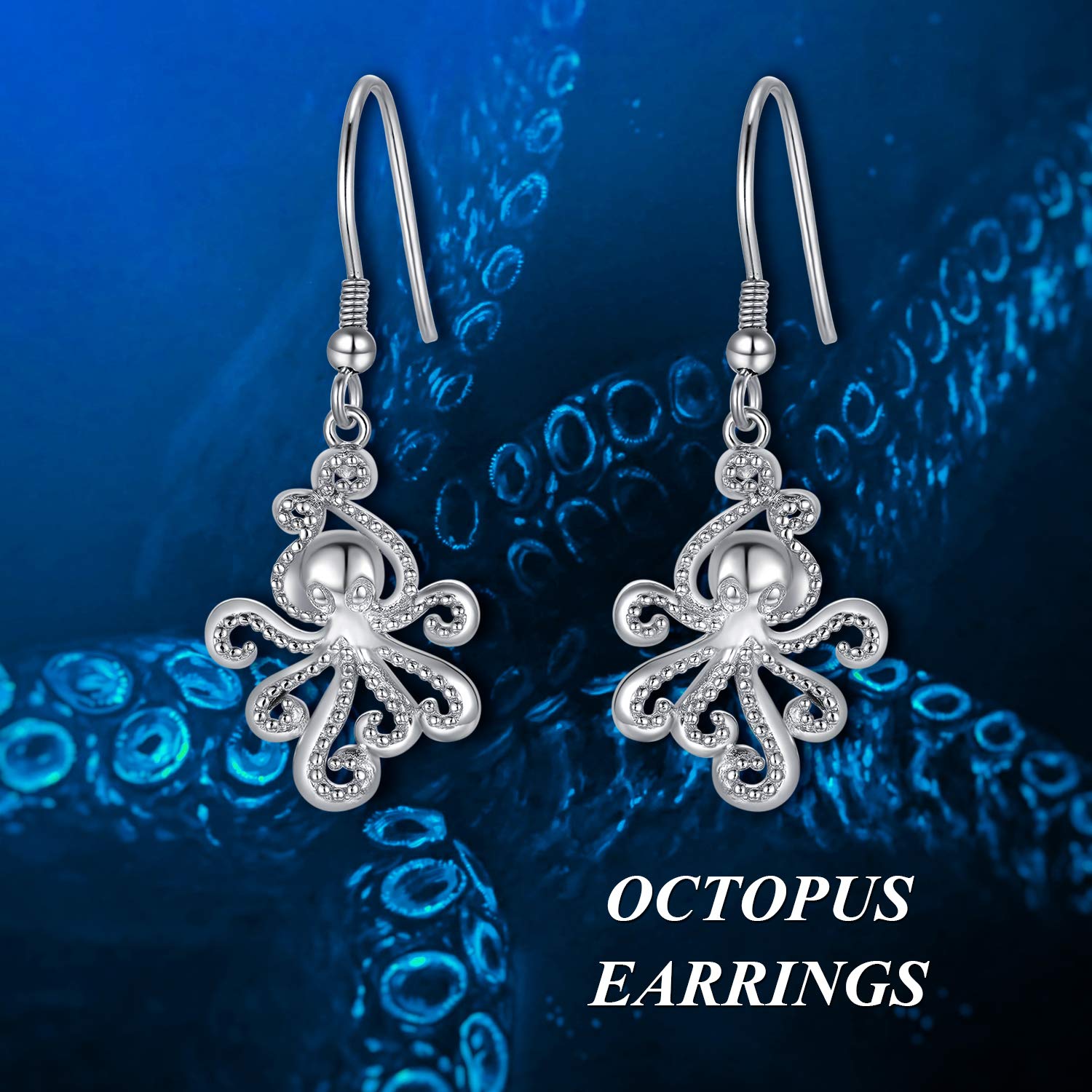 WINNICACA Sterling Silver Octopus Drop Earrings for Women Octopus Gifts Octopus Dangle Earrings Octopus Jewelry for Women Christmas Gifts for Octopus Lover