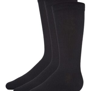 MeMoi Boys' 3 Pair Pack Flat Crew Socks Black 6-7