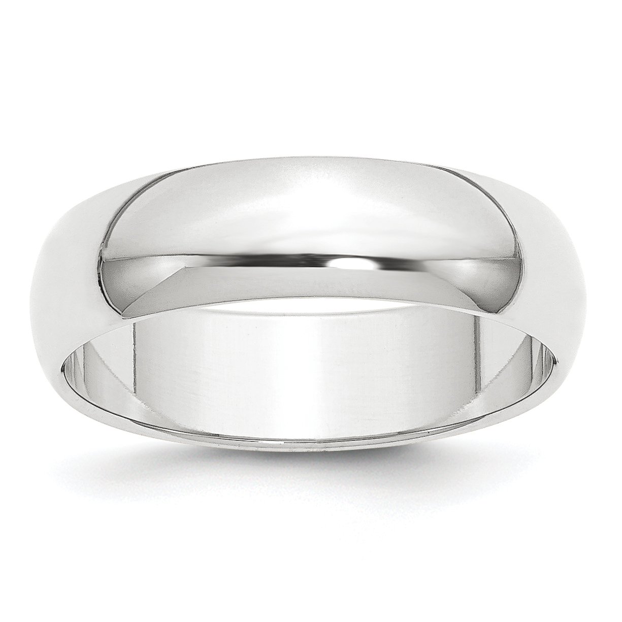 Jewelry Stores Network Solid Platinum 6 mm Comfort Fit Rounded Wedding Band Ring Size 6