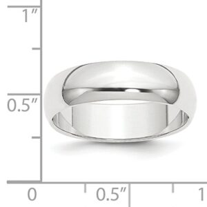 Jewelry Stores Network Solid Platinum 6 mm Comfort Fit Rounded Wedding Band Ring Size 6