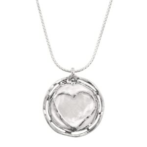 silpada 'lighthearted' natural mother-of-pearl heart pendant necklace in sterling silver, 18" + 2"