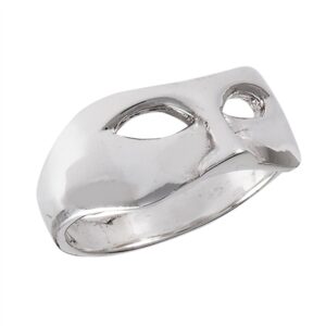 opera mask bandit phantom eye cutout ring .925 sterling silver band size 6