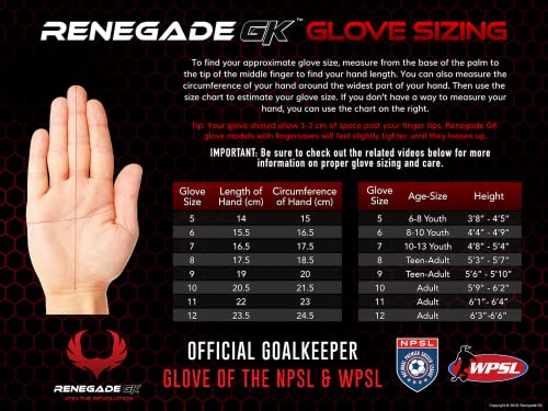 Renegade GK GK Vulcan Onyx Goalie Gloves with Fingersaves | 3.5+3mm Hyper Grip & 4mm Duratek | Black Goalkeeping Gloves (Size 9, Youth-Adult, Roll Cut, Level 3)