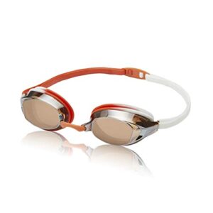 speedo unisex adult swim vanquisher extended view goggles, mirrored white orange/smoke/grey, one size us