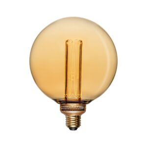 next glow vintage globe led light bulbs g40 / g125 3.5w equivalent 20w e26 led bulb base, dimmable, soft warm amber light bulbs, 120 lumen round decorative light bulb for home, vanity, kitchen