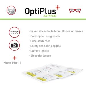 OptiPlus Anti Fog Pre-Moistened Cleaning Wipes for Glasses, Screens, Lenses - Quick-Dry, Scratch-Free, 100 Count