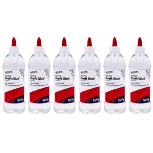 mont marte signature clear pva craft glue 17.63oz (500g) 6 pack, suitable for paper, card and fabric