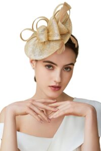 babeyond women's pillbox fascinator hat kentucky derby hat feather fascinator headband tea party fascinator hat for cocktail gold