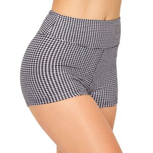 always women workout yoga shorts - premium soft solid stretch cheerleader running dance volleyball short pants houndstooth 2007 xl