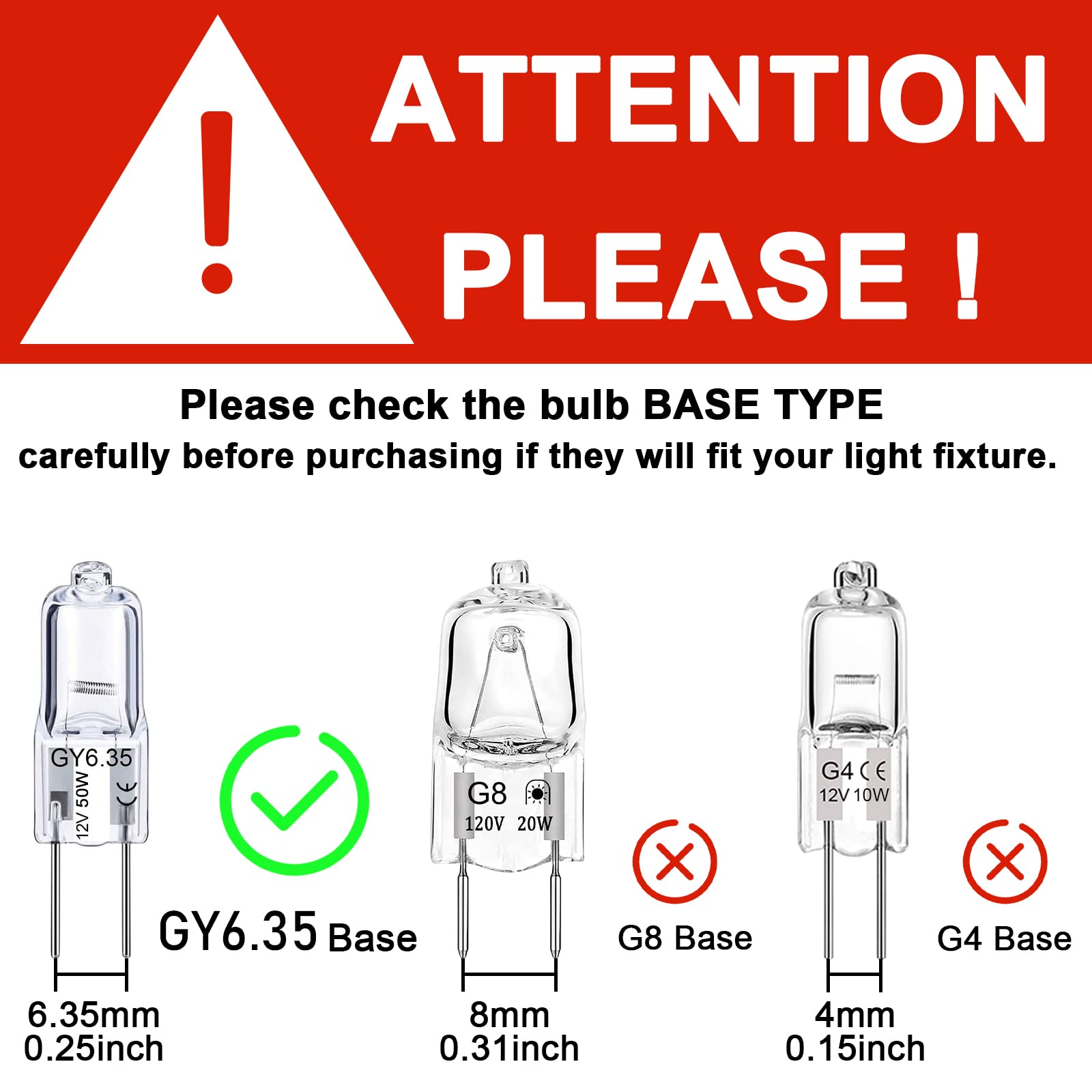 Lacnooe GY6.35 Halogen Bulb 50W, 12 Pack Dimmable GY6.35 Light Bulb Q50/CL/GY6/12V/T3/T4 JC Type GY6.35/G6.35 Bi-pin Base AC/DC 12V Warm White 2700K Single Ended Capsule Light Bulbs