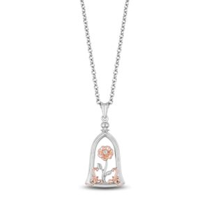 jewelili enchanted disney fine jewelry 14k rose gold over sterling silver diamond accent belle rose jar pendant