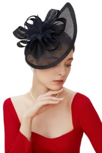 babeyond tea party fascinator hat for women kentucky headwear derby pillbox church hat for cocktail wedding a-black