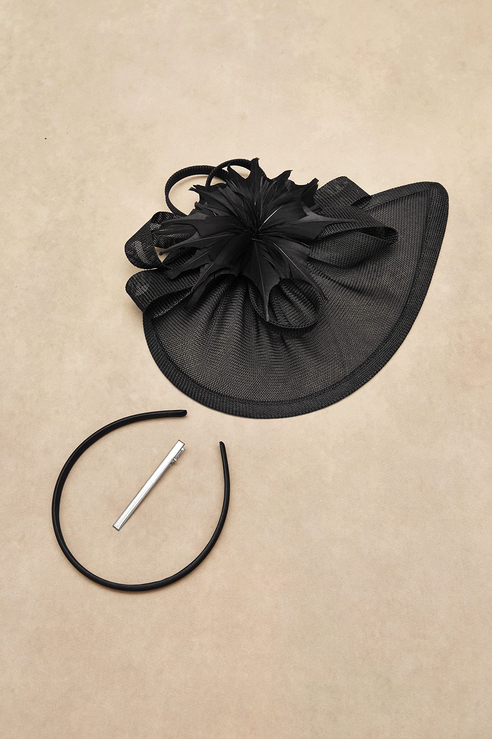 BABEYOND Tea Party Fascinator Hat for Women Kentucky Headwear Derby Pillbox Church Hat for Cocktail Wedding A-Black