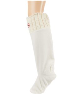 hunter original 6 stitch cable acrylic tall boot socks for men and women - 100% polyester, warm and pull-on socks - hunter white lg (men's shoe 7-9, women's shoe 8-10) one size