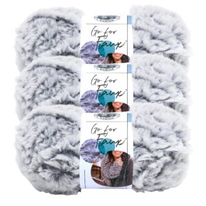 (3 pack) lion brand yarn go for faux bulky yarn, chinchilla