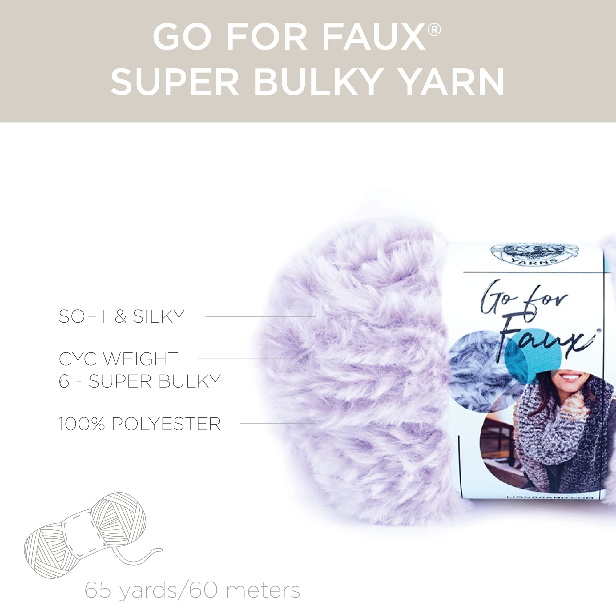 (3 Pack) Lion Brand Yarn Go for Faux Bulky Yarn, Chinchilla