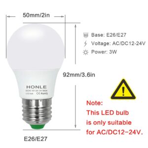 Honle E26 LED Light Bulbs 3W 12V Low Voltage Warm White 3000K E27 Edison Standard Screw Base 25W Equivalent Pack of 2