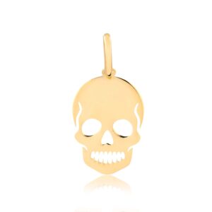 carol jewelry 14k solid yellow gold skull shaped pendant for necklace for men, boys, women, and girls