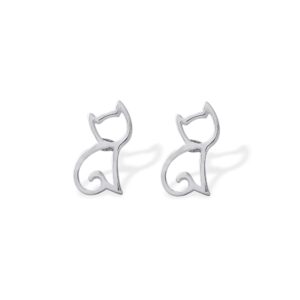 boma jewelry sterling silver cut out cat stud earrings