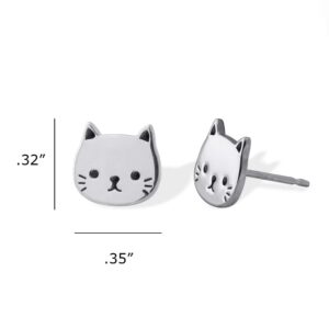 Boma Jewelry Sterling Silver Cute Cat with Black Resin Stud Earrings