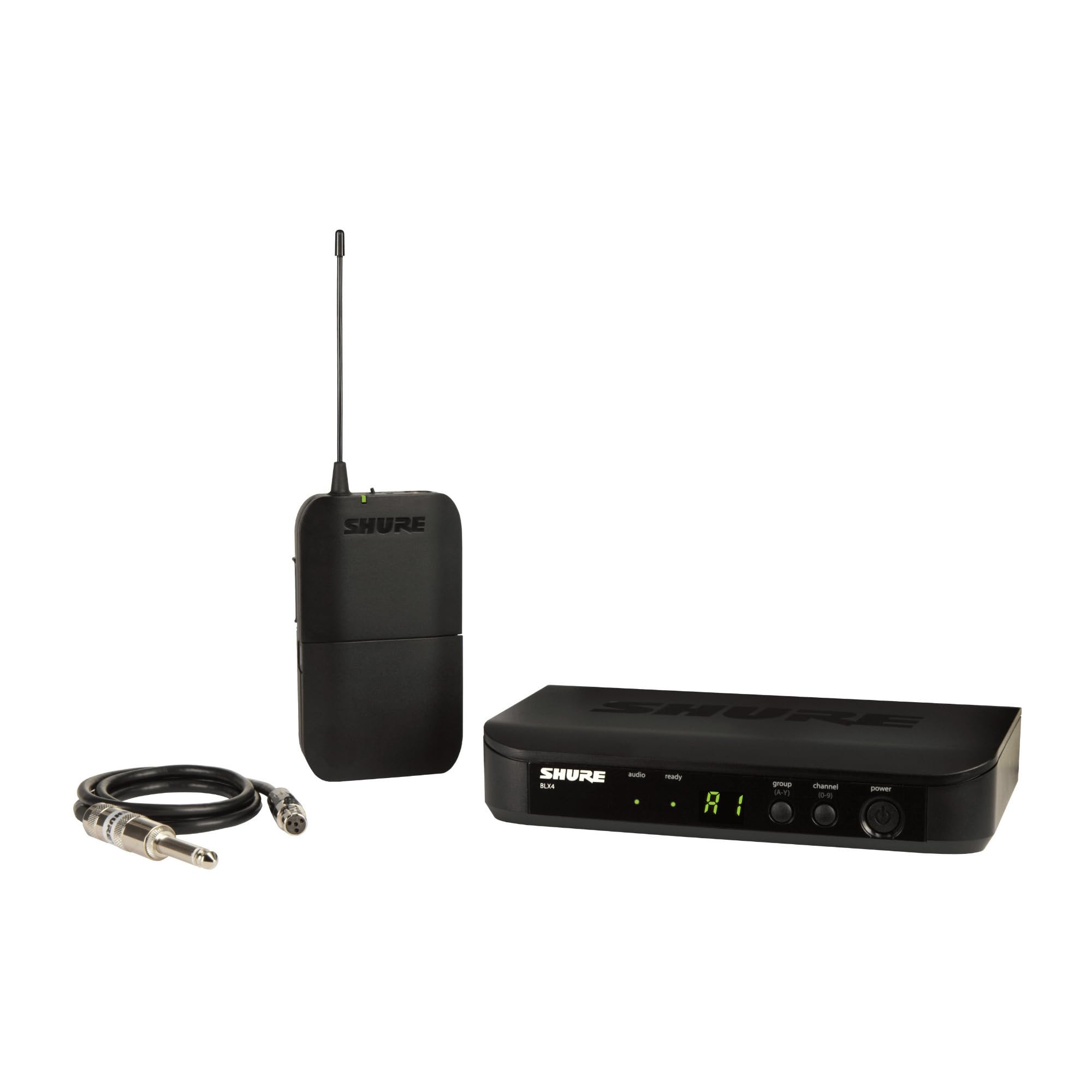 Shure BLX14 UHF Wireless System - Perfect for Guitar and Bass with 1/4 Jack - 14-Hour Battery Life, 300 ft Range | Includes 1/4" Jack Instrument Cable & Single Channel Receiver | H11 Band