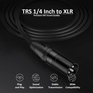 DREMAKE 25 Foot TRS Stereo 6.35mm 1/4 Inch to XLR Balanced Mic Cable Male to Male Audio Patch Cord for Speakers, Amplifier