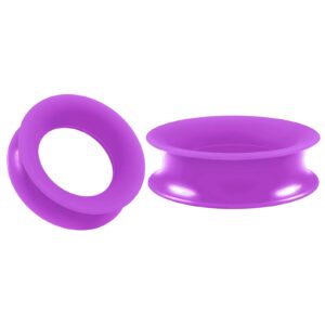 big gauges pair of purple silicone 1" 9/16 40 mm double flared saddle piercing jewelry stretcher ear plugs earring flesh tunnel bg10481