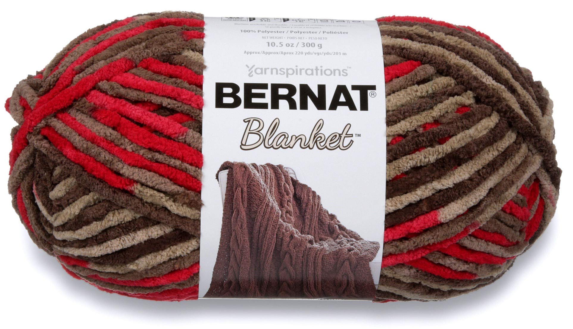 Bernat Blanket Yarn - Big Ball (10.5 oz) - 2 Pack with Patterns (Raspberry Trifle)