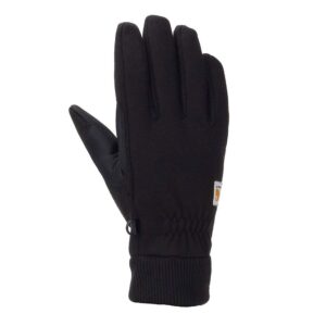 carhartt women's wind fighter thermal-lined fleece touch-sensitive knit cuff glove, black, medium