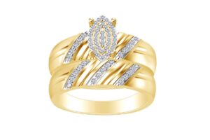 affy 1/10 carat ct round cut white natural diamond ladies cluster engagement wedding bridal ring set in 10k solid yellow gold (i-j color, i2-i3 clarity, 0.10 cttw) ring size-9.5