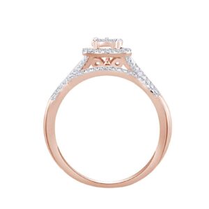 AFFY 0.25 Carat (Cttw) Round White Natural Diamond Pear Frame Infinity Split Shank Engagement Wedding Bridal Ring Set In 10k Solid Rose Gold (I-J Color, I2-I3 Clarity, 1/4 CT) Ring Size-5