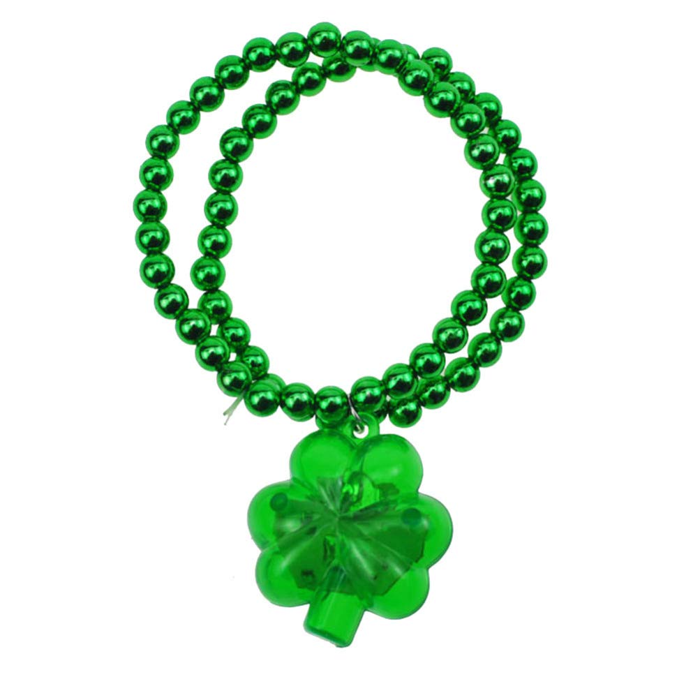 TENDYCOCO Green Beads Bracelet St Patricks Day Bracelet Jewelry Irish Party Accessories St. Patricks Day Party Supplies Four Leaf Bracelet Led Glowing Bracelet Four Leaf Crete