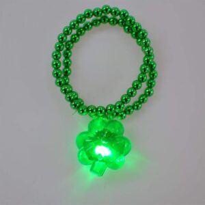 TENDYCOCO Green Beads Bracelet St Patricks Day Bracelet Jewelry Irish Party Accessories St. Patricks Day Party Supplies Four Leaf Bracelet Led Glowing Bracelet Four Leaf Crete