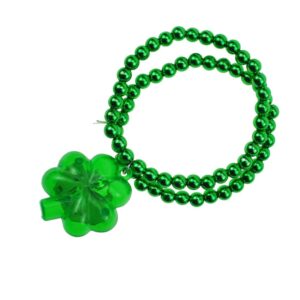 TENDYCOCO Green Beads Bracelet St Patricks Day Bracelet Jewelry Irish Party Accessories St. Patricks Day Party Supplies Four Leaf Bracelet Led Glowing Bracelet Four Leaf Crete