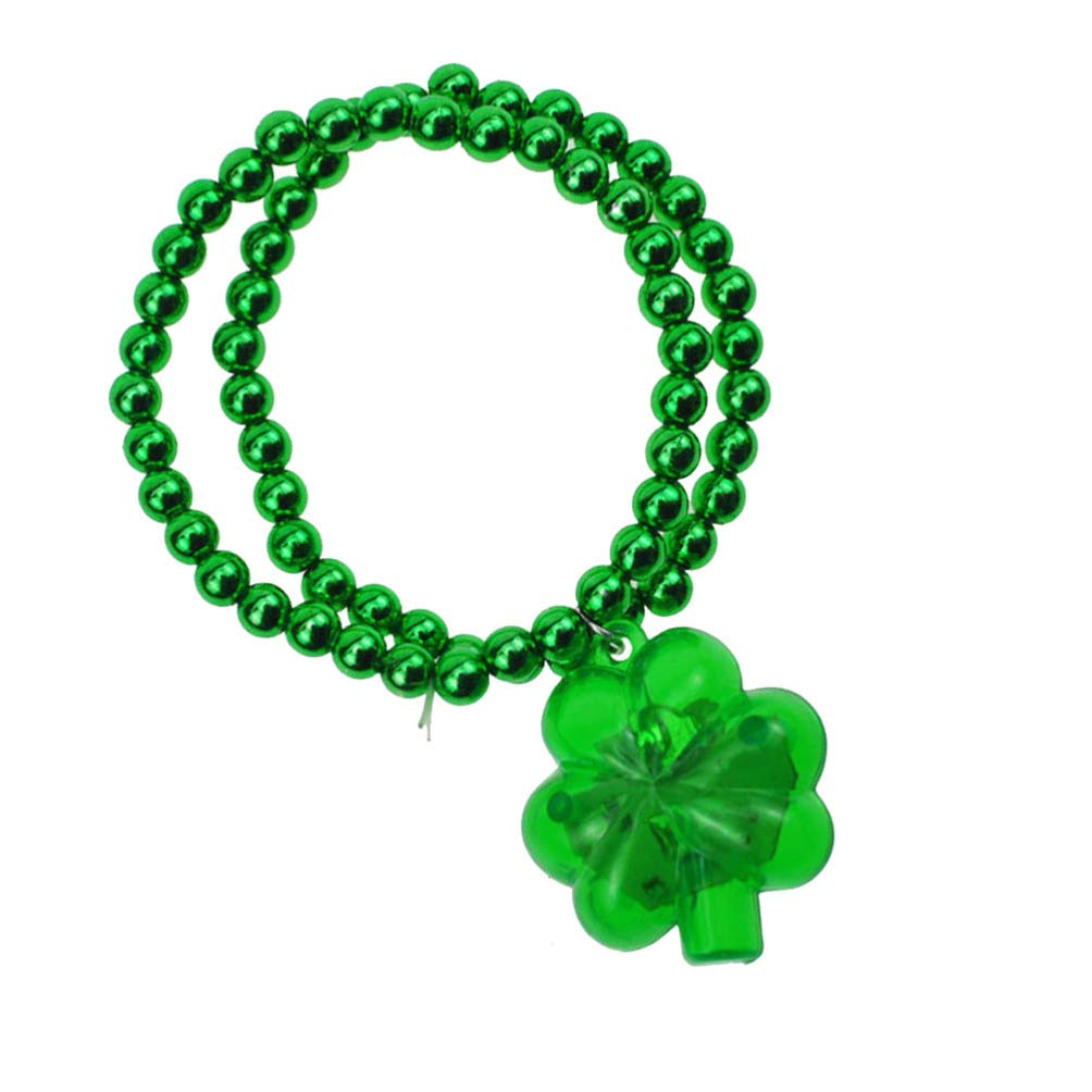 TENDYCOCO Green Beads Bracelet St Patricks Day Bracelet Jewelry Irish Party Accessories St. Patricks Day Party Supplies Four Leaf Bracelet Led Glowing Bracelet Four Leaf Crete