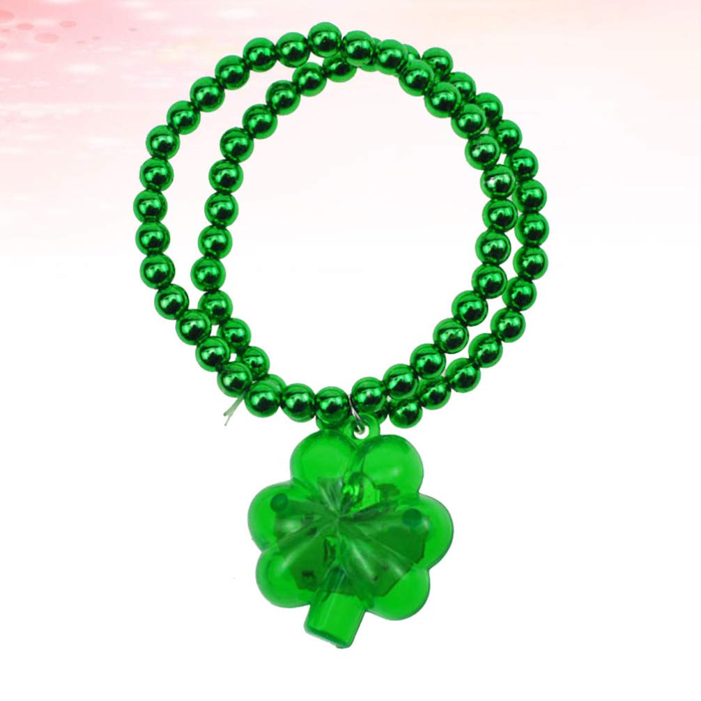 TENDYCOCO Green Beads Bracelet St Patricks Day Bracelet Jewelry Irish Party Accessories St. Patricks Day Party Supplies Four Leaf Bracelet Led Glowing Bracelet Four Leaf Crete