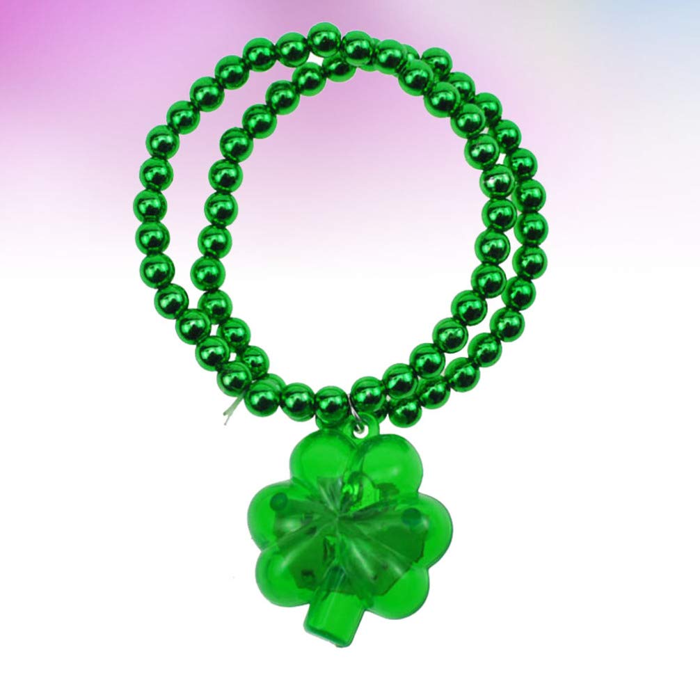 TENDYCOCO Green Beads Bracelet St Patricks Day Bracelet Jewelry Irish Party Accessories St. Patricks Day Party Supplies Four Leaf Bracelet Led Glowing Bracelet Four Leaf Crete