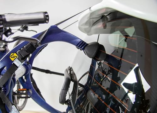 Saris Bones EX Car Trunk Bicycle Rack Carrier, Mounts 3 Bike, Blue - Durable, Rust-Free, Anti-Sway Straps, Fits Most Vehicles, Made in USA, Arc-Based Design, 100% Recyclable Materials