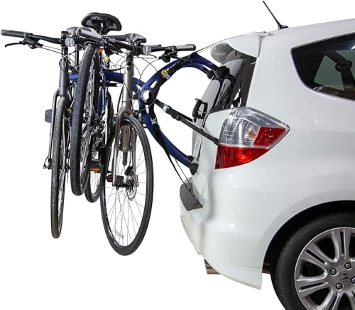 Saris Bones EX Car Trunk Bicycle Rack Carrier, Mounts 3 Bike, Blue - Durable, Rust-Free, Anti-Sway Straps, Fits Most Vehicles, Made in USA, Arc-Based Design, 100% Recyclable Materials