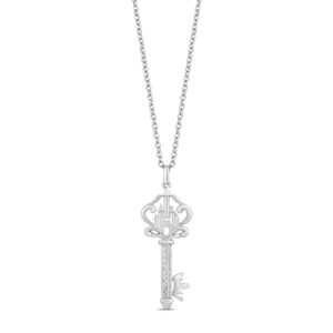 jewelili enchanted disney fine jewelry sterling silver diamond accent majestic princess castle key pendant