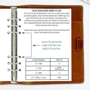 Pocket Things to Remember Planner Insert Refill, 3.2 x 4.7 inches, Fits Filofax, LV PM, Kikki K, Moterm and Other Ring Binders, Choose Quantity